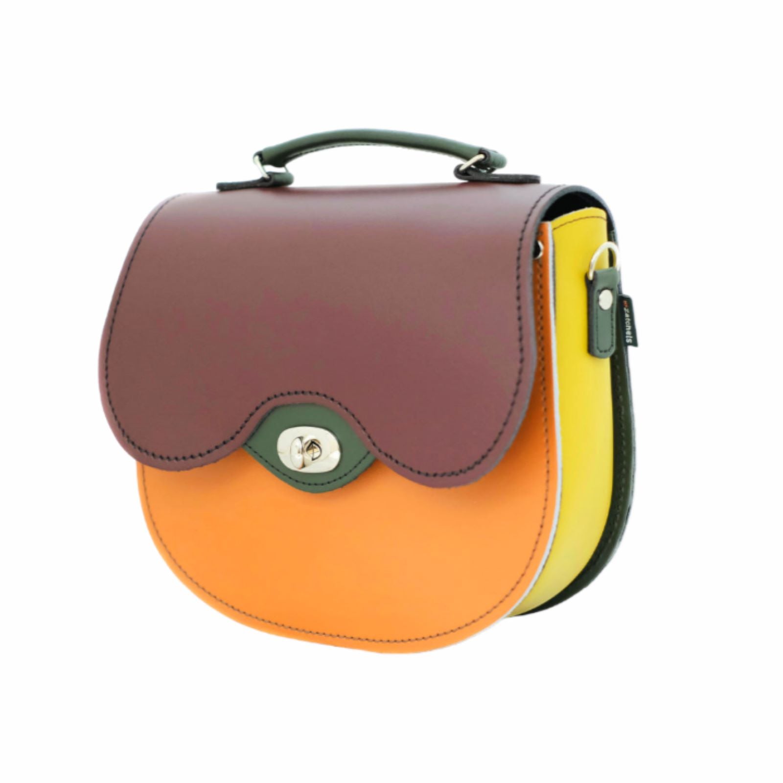 Autumnal Kaleidoscope Leather Twistlock Saddle Bag by Zatchels BUY ONLINE