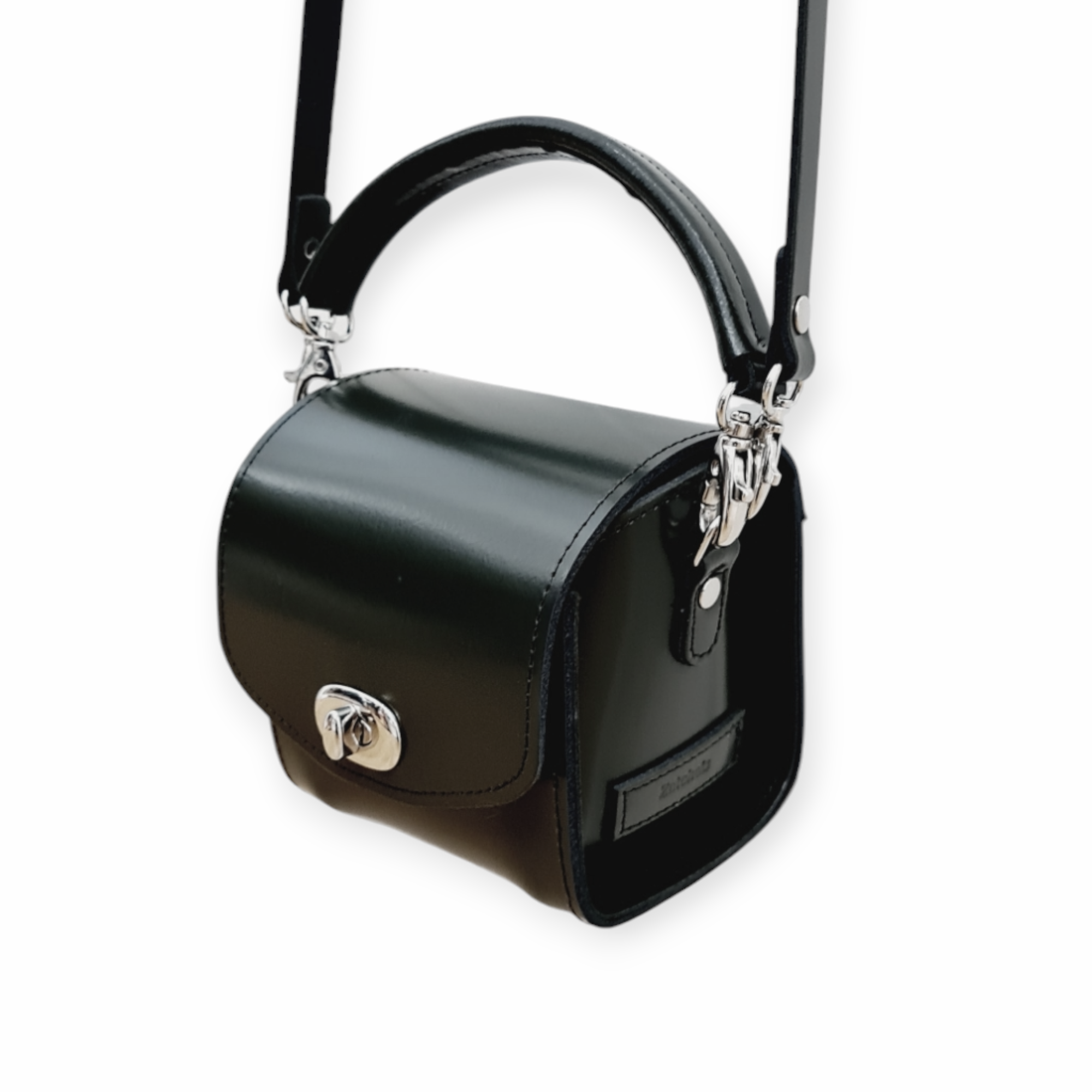 Zatchels Bauble High Shine Handmade Leather Bag - Black