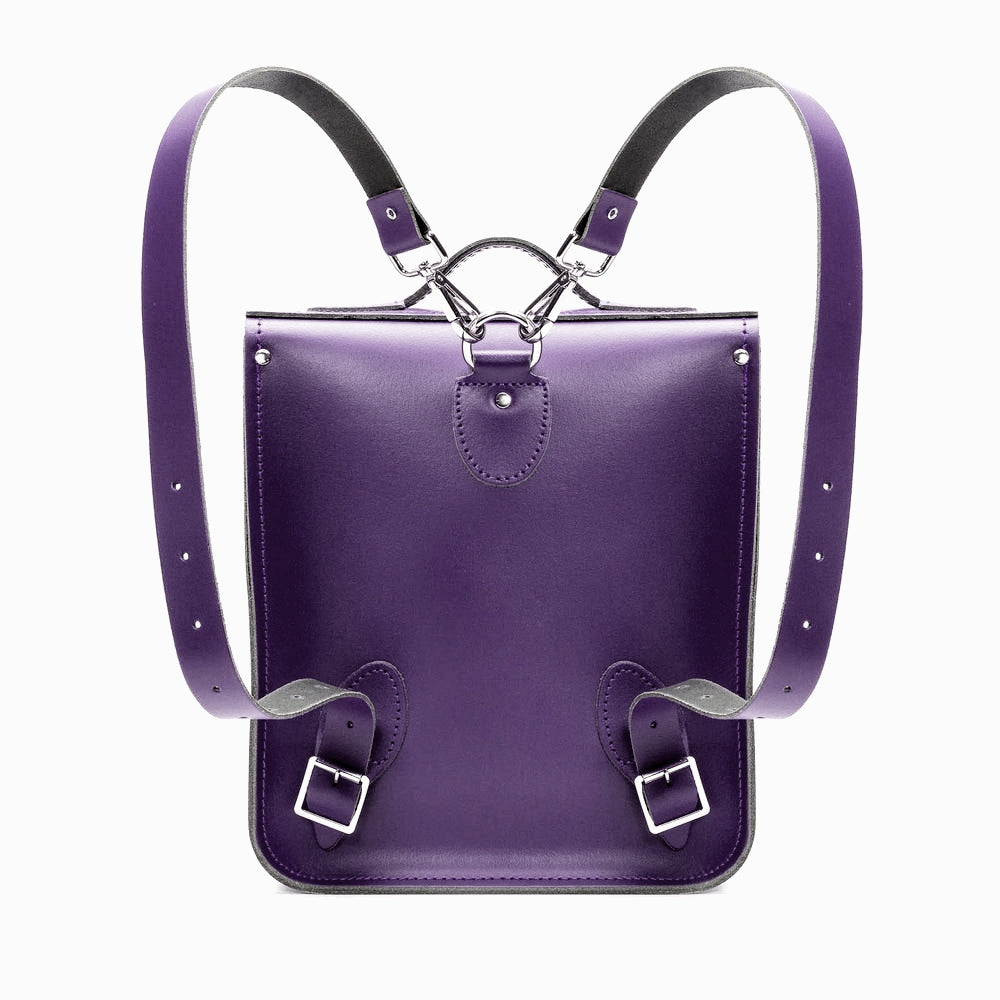 Zatchels Purple Handmade Leather City Backpack | 2 Sizes