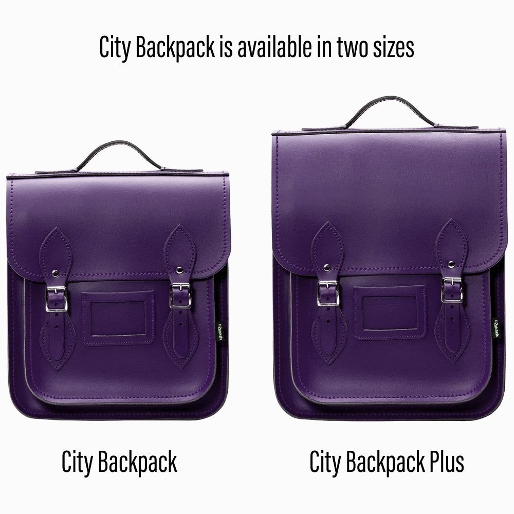Zatchels Purple Handmade Leather City Backpack | 2 Sizes