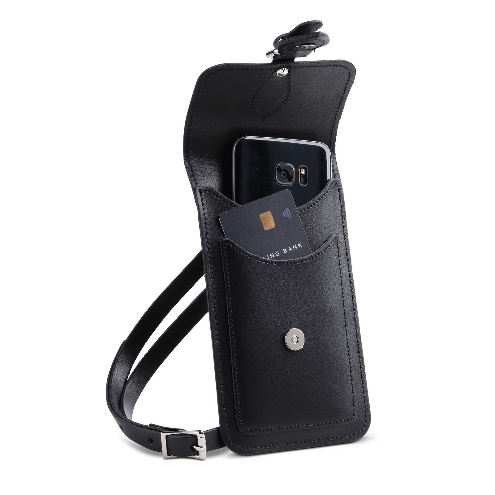 Handmade Leather Mobile Phone Pouch Plus - Black – Zatchels