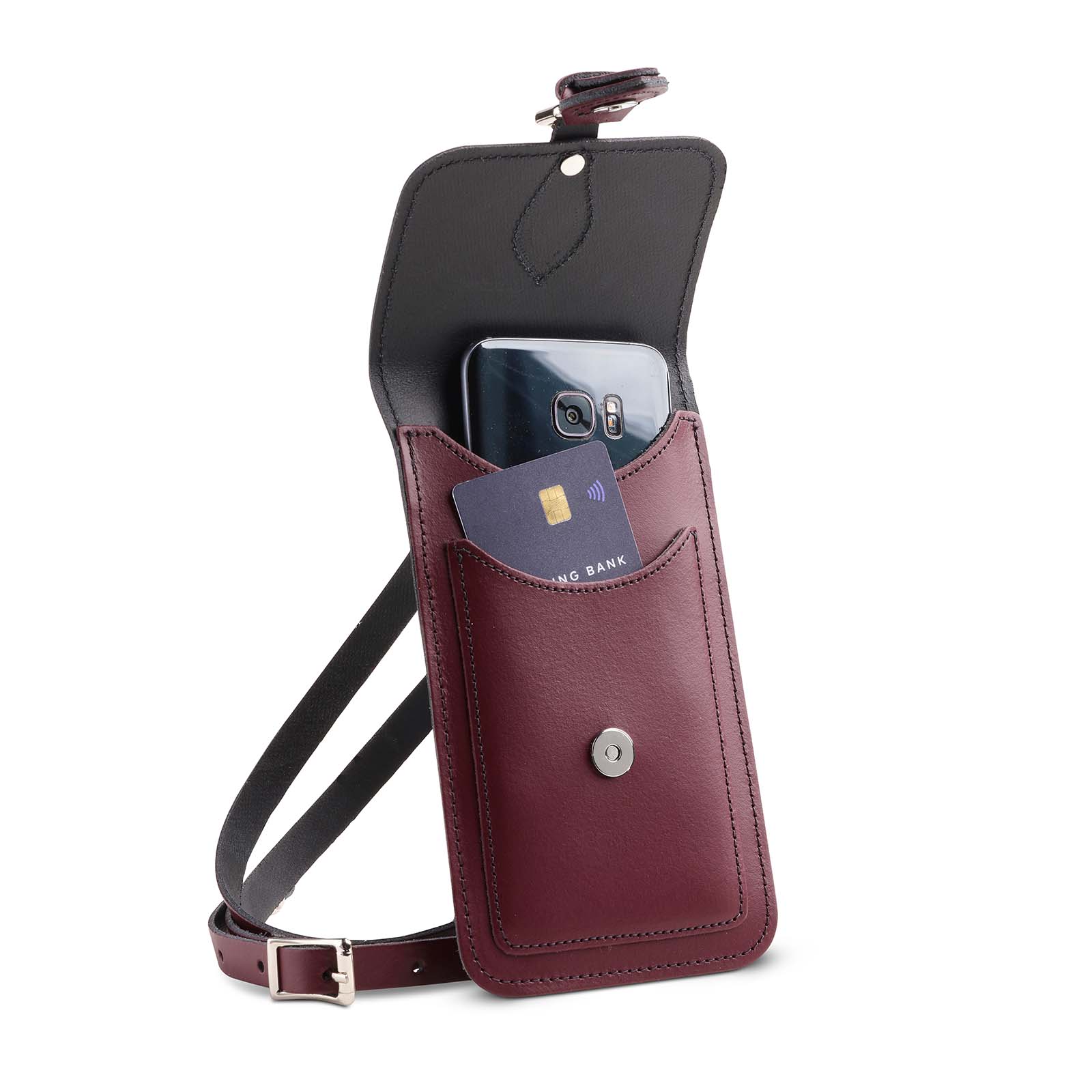 Handmade Leather Mobile Phone Pouch Plus - Marsala Red – Zatchels