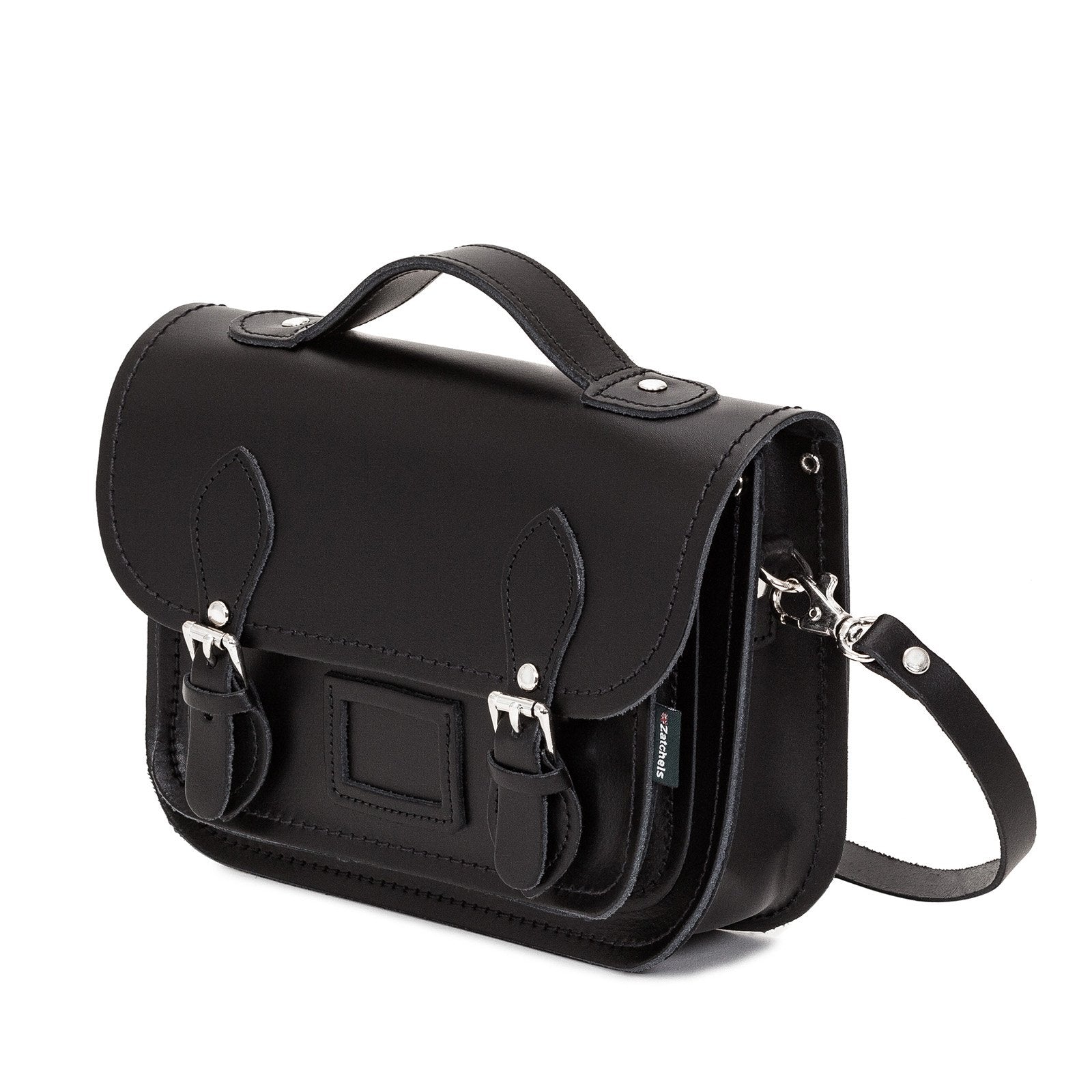 Zatchels Black Leather Midi Satchel | BUY ONLINE