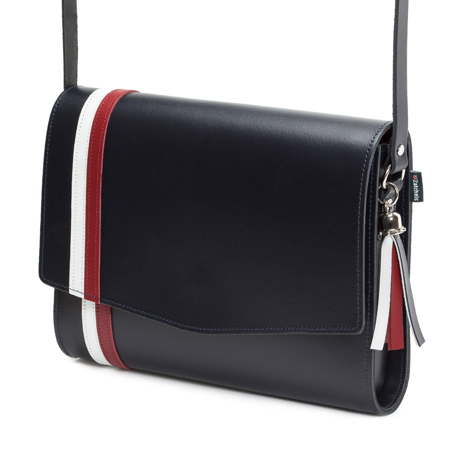 Zatchels Navy Empire Handmade Leather Clutch Bag