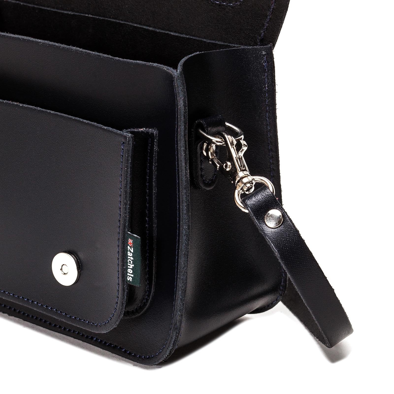 Zatchels Black Handmade Leather Micro Satchel | 18cm / 7in