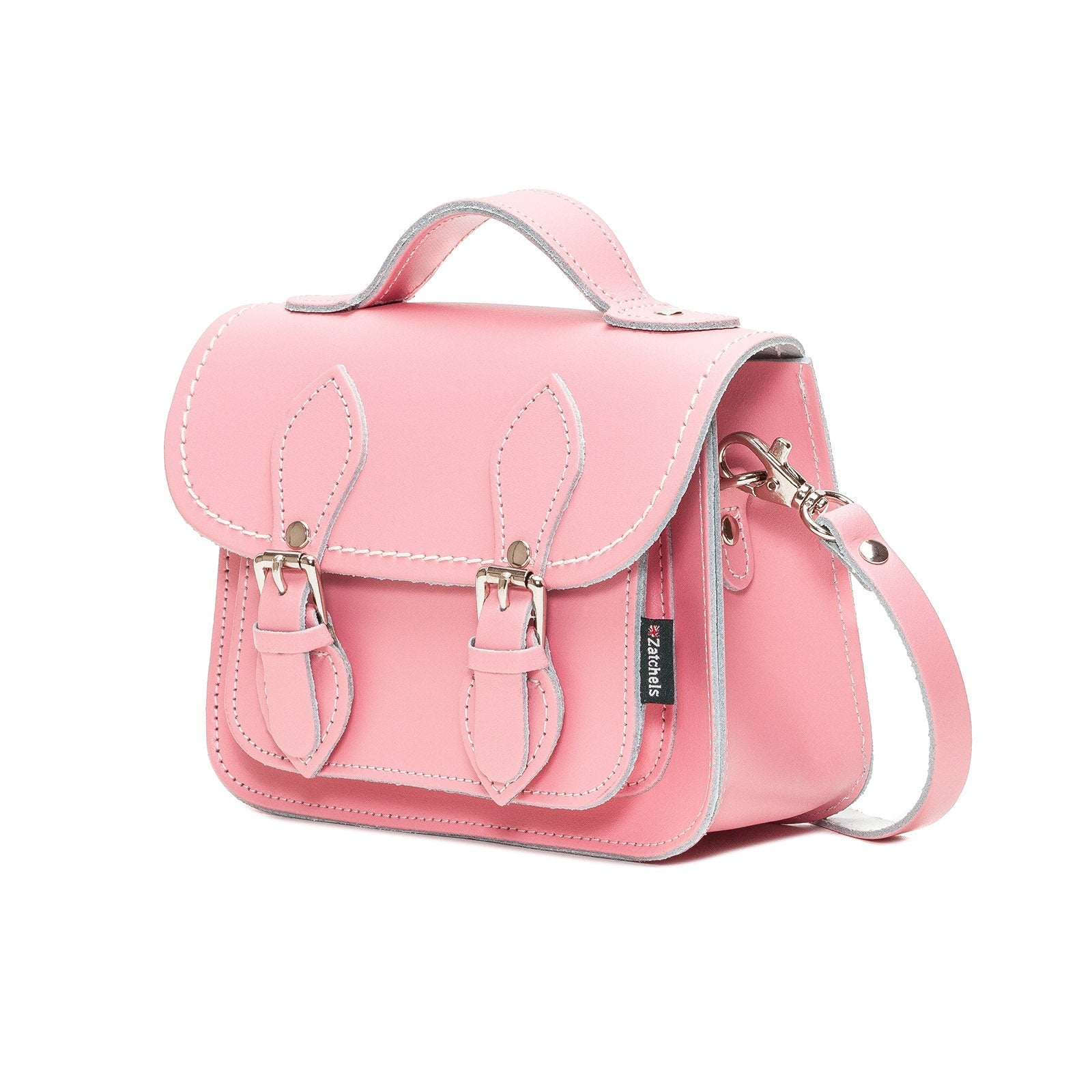 Zatchels Baby Pink Leather Micro Satchel | 18cm/7in