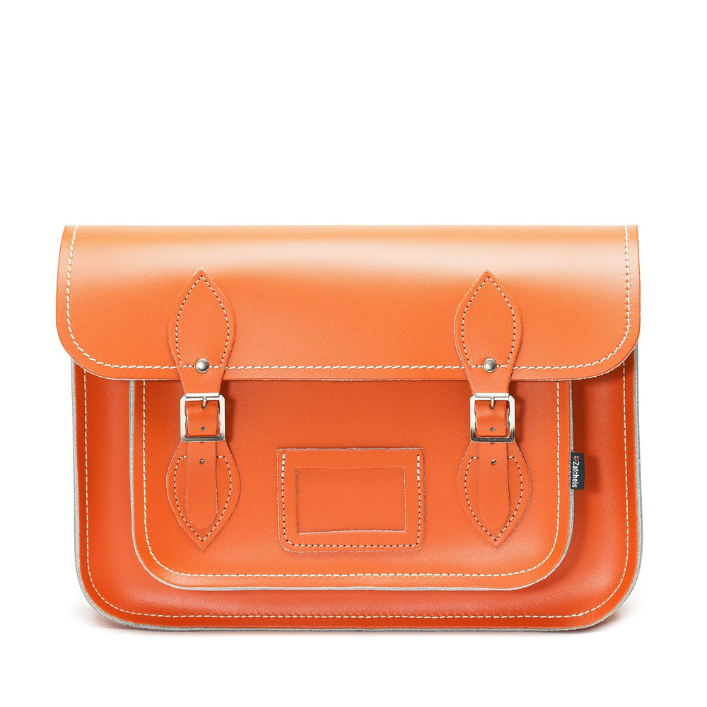 Zatchels Bright Orange Handmade Leather Satchel | 4 Sizes